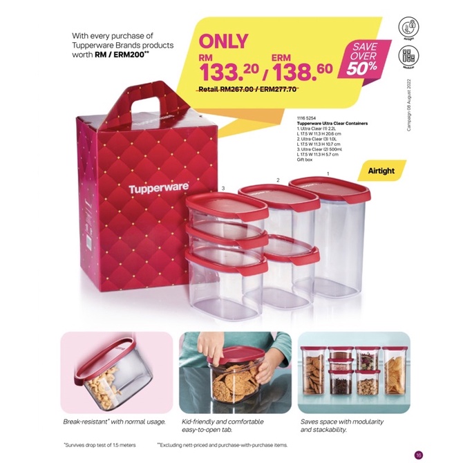 Tupperware Ultra Clear containers Gift Box Set (6pcs) | Shopee Malaysia