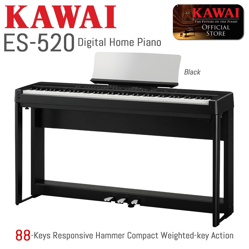 (Brand New) Kawai ES520 Portable Digital Home Piano - Black / White ...