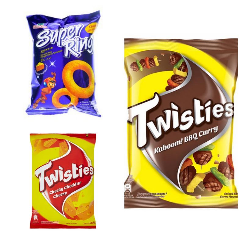 Twisties BBQ Curry / Cheddar Cheese / Super Ring Cheese 60g (Exp 2023 ...