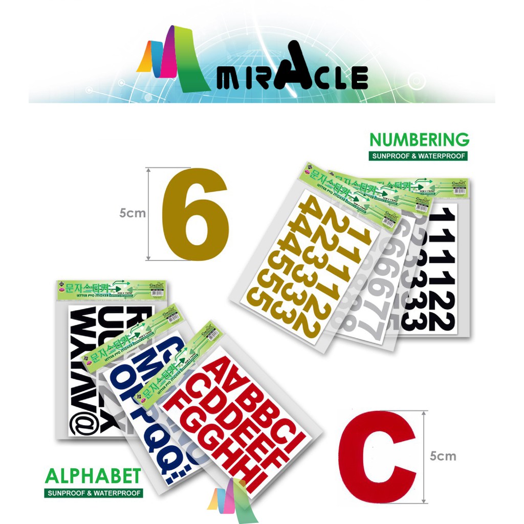 Alphabert Sticker/ Numbering PVC Sticker/ Pelekat Huruf/ Pelekat Nombor ...
