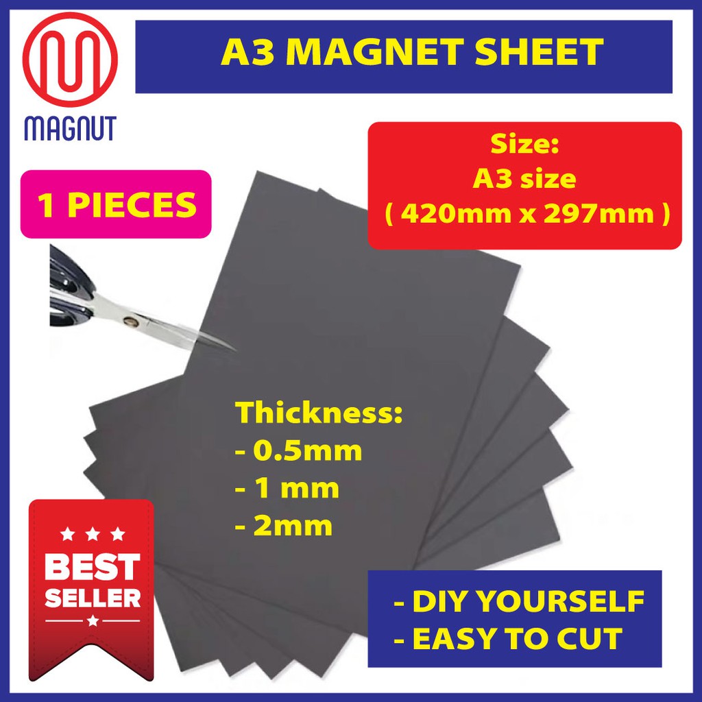 1pieces - A3 size Magnet Sheet - Thickness: 0.5mm / 1mm / 2mm | Shopee ...