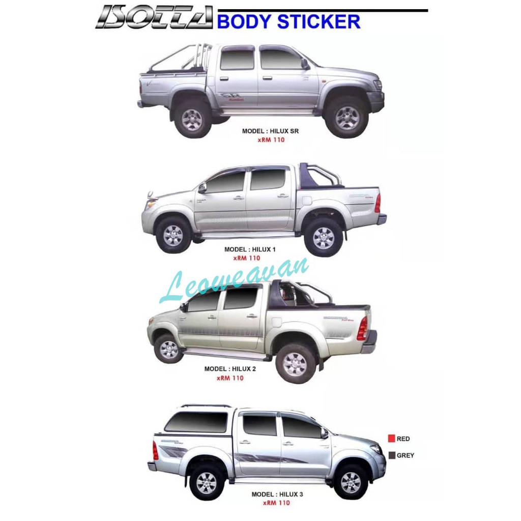 Toyota Hilux Sticker Body Car Side Lining (Part 2) - 4x4, TRD, GAZOO ...
