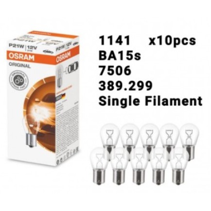 Original OSRAM Halogen Tail Brake Light Bulb (1141) (7506 / P21 / 12V ...