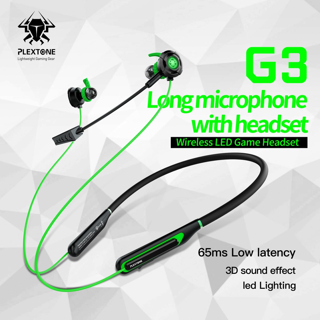 Gaming Earphones Plextone G3 Bluetooth with Long Mic In-ear Low Latency ...