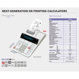(FREE 5 PAPER ROLL) ORI CASIO Heavy-Duty Printing Calculator DR-210R ...