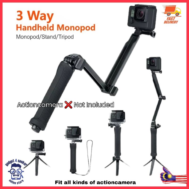 Gopro 3 Way Pole / Tripod mount for GoPro Akaso Eken Actioncamera ...