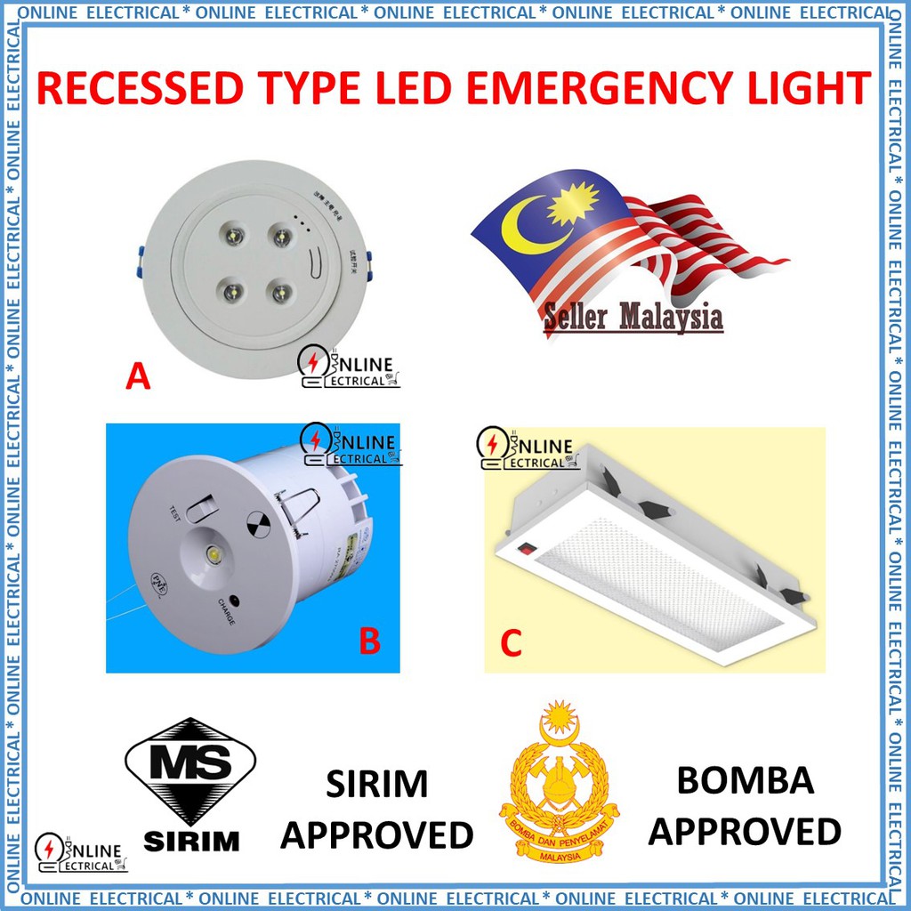 LED Emergency Light ( Recessed Type ) | Shopee Malaysia