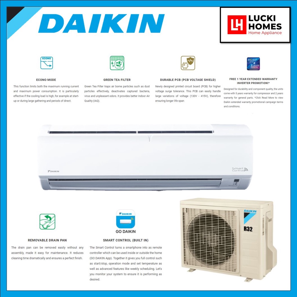 Daikin R32 Non Inverter 3hp Air-Conditioner Wall Mounted FTV-85PB ...