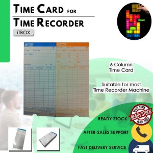 iTBOX Time Card Time Recorder Card Punch Card 6 Column 100pcs/Pack ...