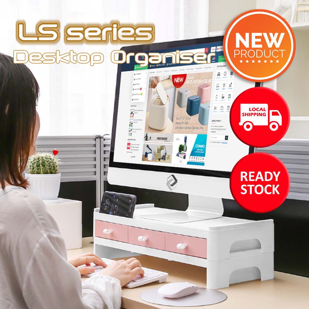 Modern Multifunctional Desktop Organizer Computer Monitor Riser Double