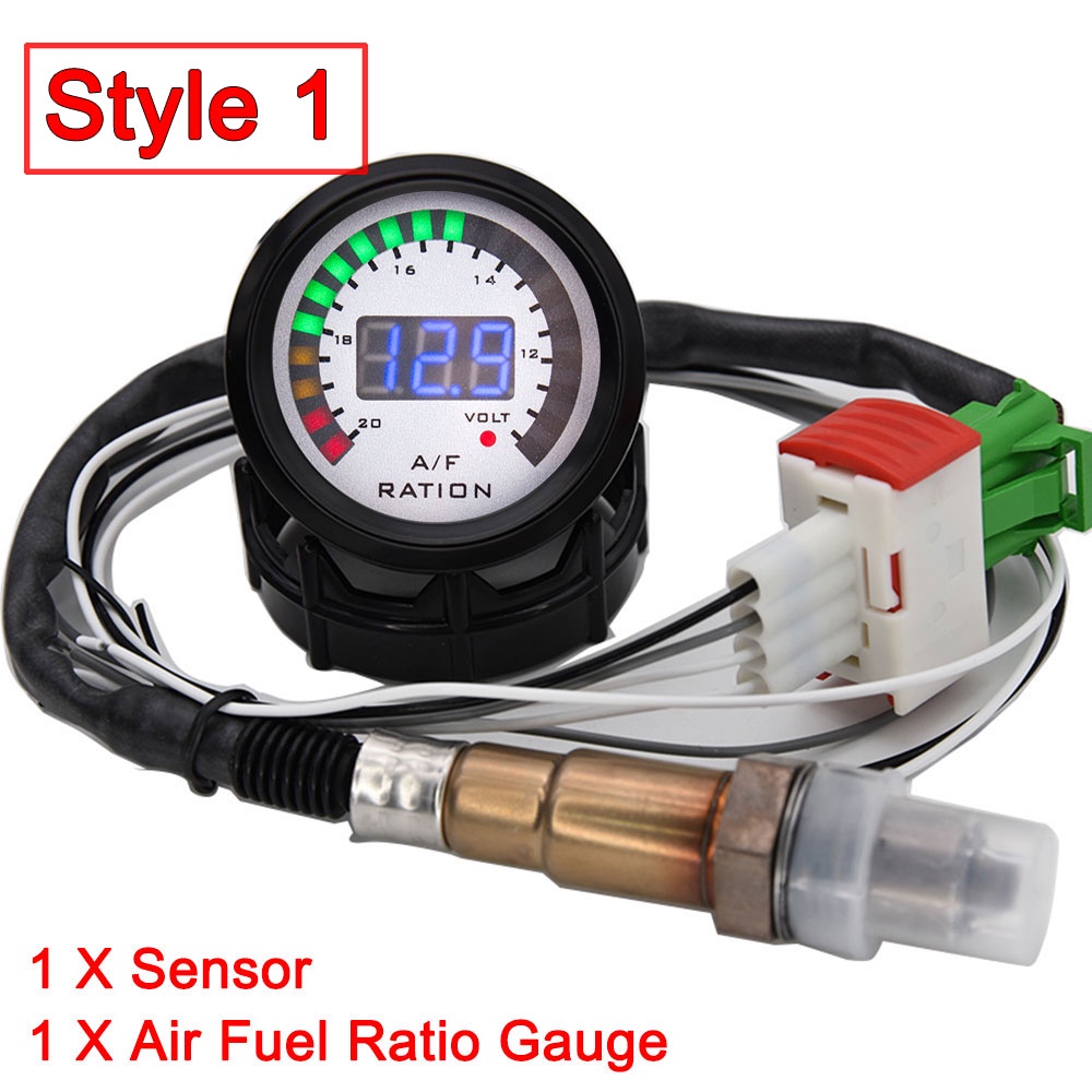 HD Digital Air Fuel Ratio Gauge O2 Oxygen Sensor for 12V Car Voltmeter Car Gauge AFR 52mm 2 in 1 ...