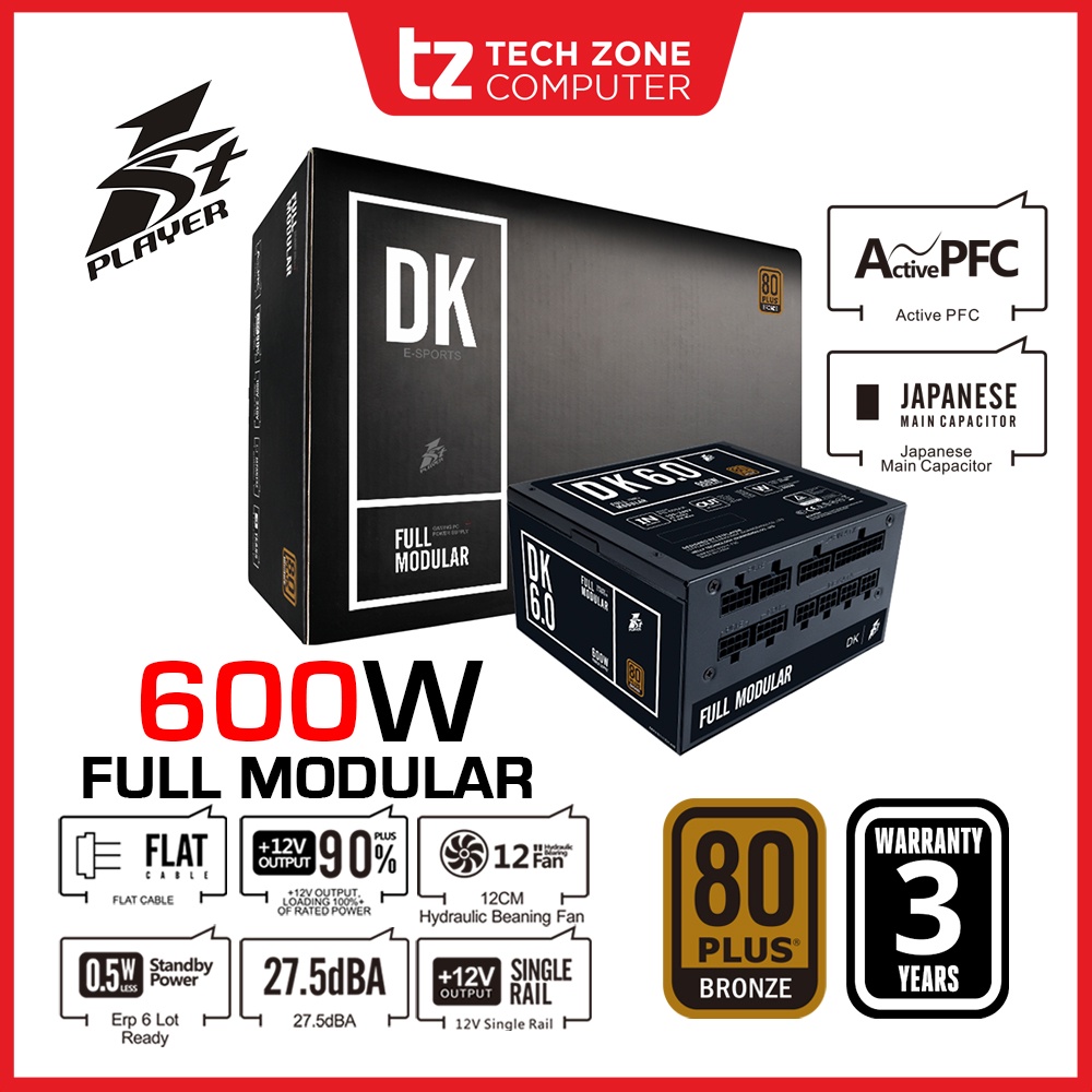 1st Player DK PS-600AX DK 6.0 [Full Modular] Power Supply PSU with Flat ...
