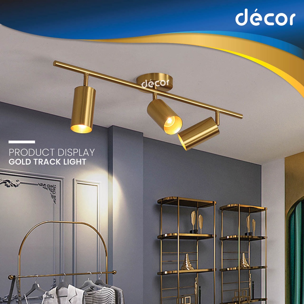 [FREE BULB] LED Gold Track Light Lampu Track Ceiling Lighting with GU10 ...