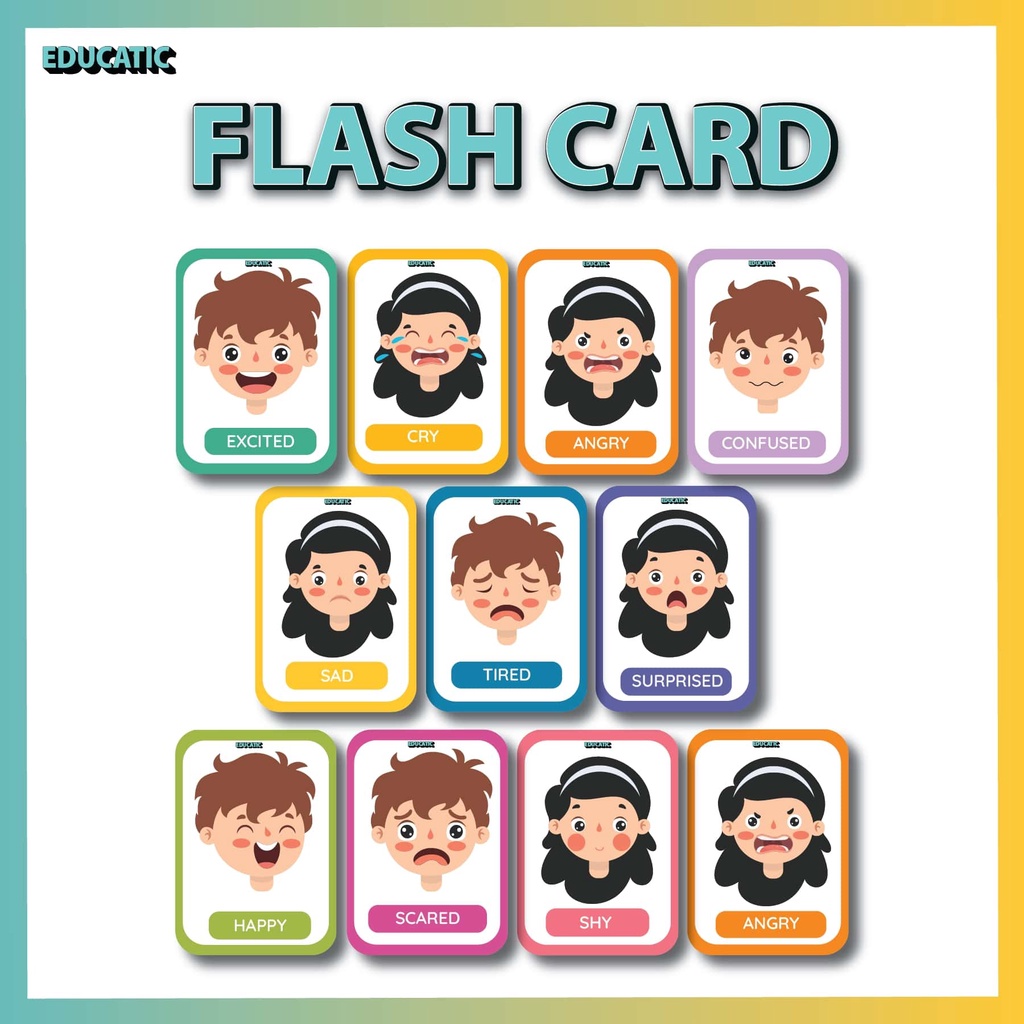 Flash Card Emotion Early Learning For Kids | Flashcard Emosi Untuk ...