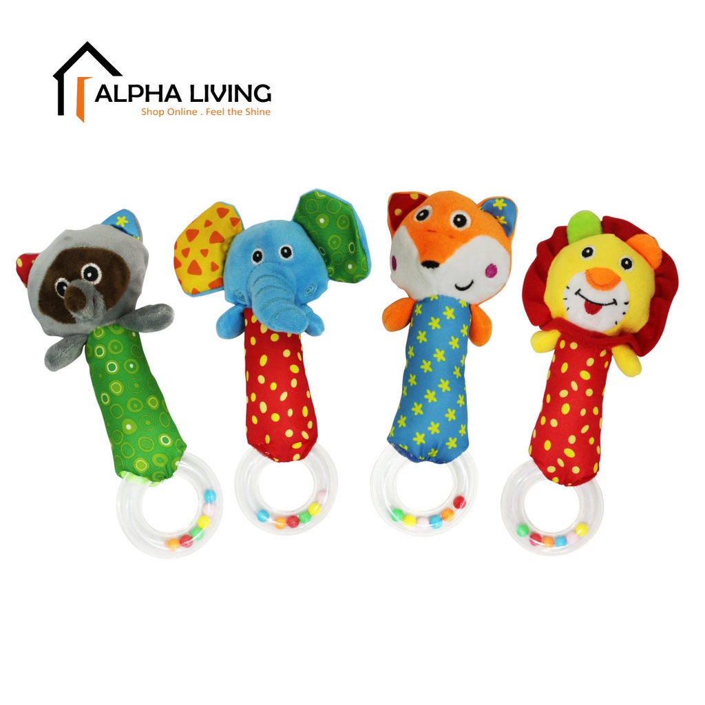 Cartoon Stuffed Animal Baby Soft Plush Hand Held Rattle Toys Infant ...