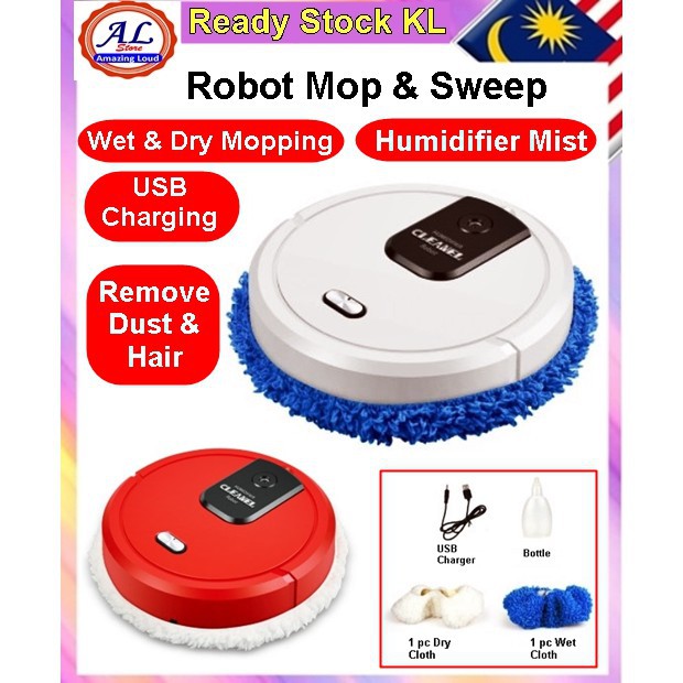 Spin mop mop lantai Robot Mop Humidifier Vacuum USB Automatic Wipe ...