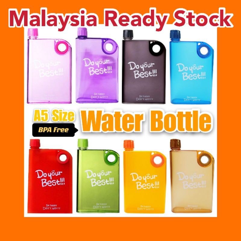 Memo bottle a5 size slim flat bpa free transparent water clear bottle ...