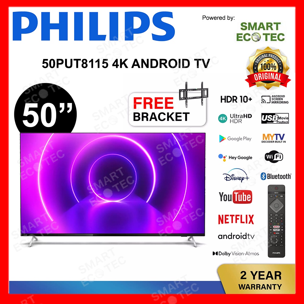 Philips 50 Inch 4K Ultra HD UHD HDR 10 PLUS ANDROID TV 50PUT8115, Dolby ...