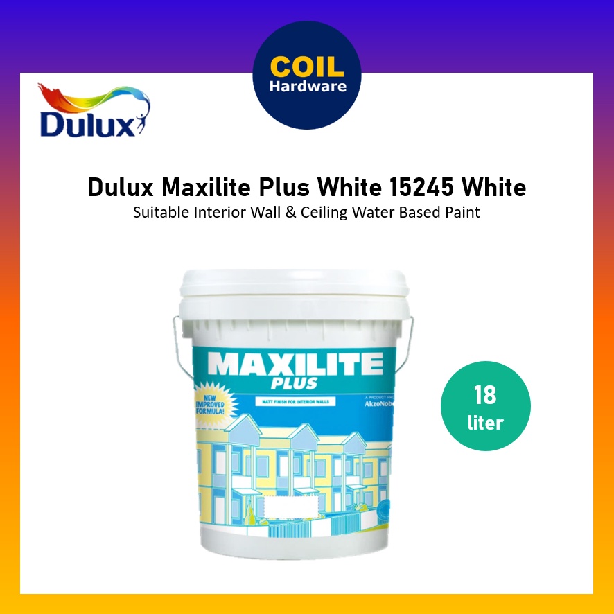 [18 Liter] DULUX Maxilite / White / White Paint Emulsion / 15245 ...