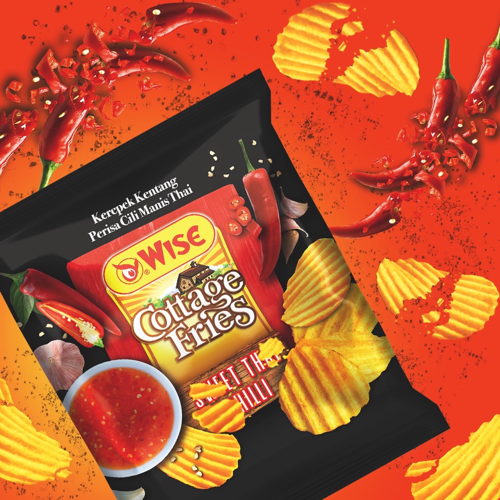 Wise Cottage Fries Sweet Thai Chili Flavour Potato Chips 65g [HALAL] | Shopee Malaysia