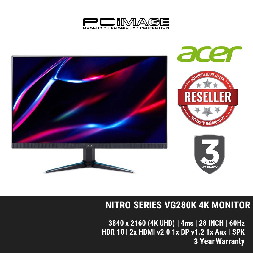 ACER NITRO SERIES VG280K 4K UHD MONITOR (28"/3840X2160/4MS/60HZ/HDMI/DP/IPS/3YW) | Shopee Malaysia