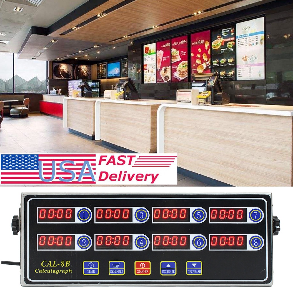 8 Channel Digital timer CAL-8B Burger basket shaking timing Kitchen ...