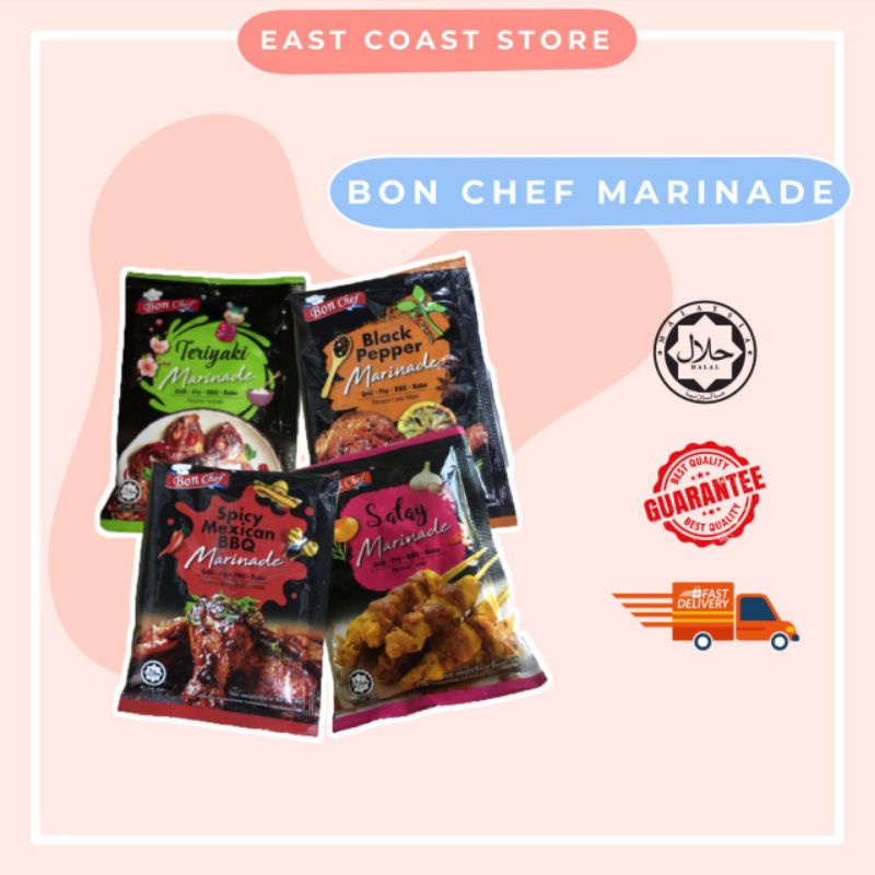 BON CHEF - MARINADE 40g ( TERIYAKI / BLACK PEPPER / SPICY MEXICAN BBQ ...