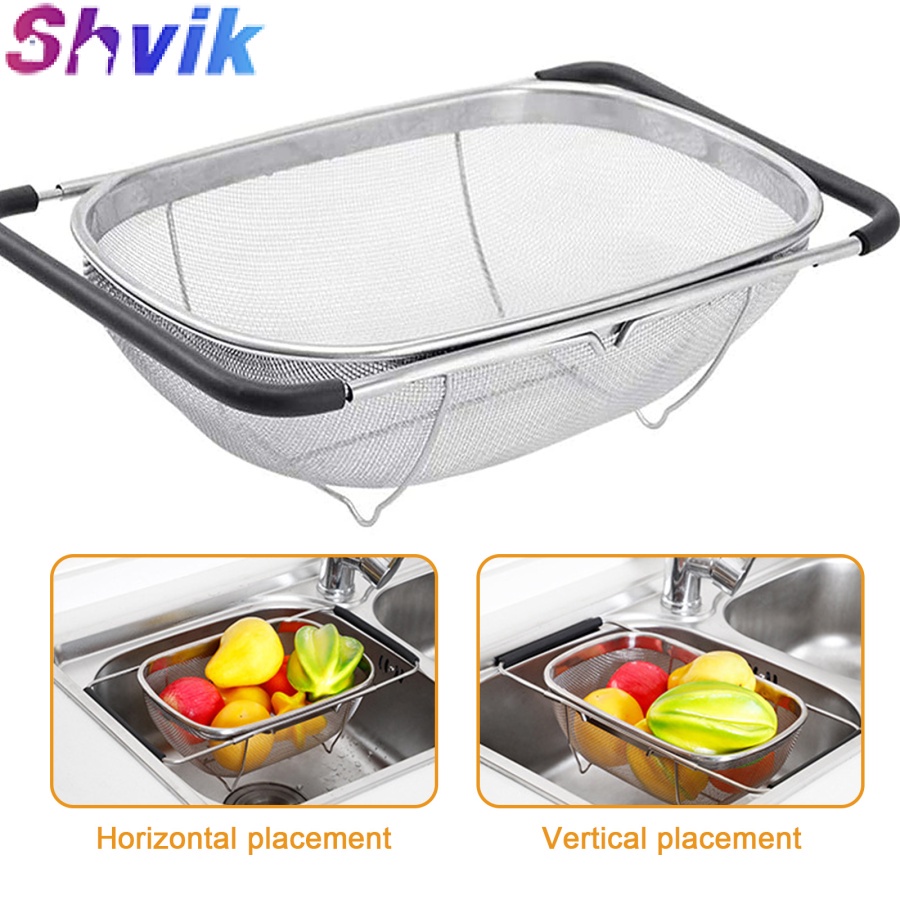 Over The Sink Colander 4 Quart Stainless Steel Oval Colander With ...