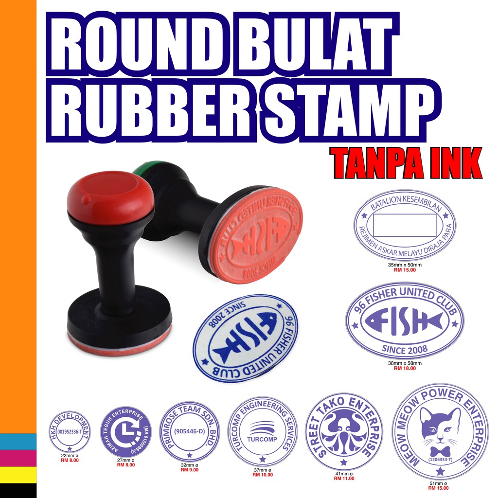 BULAT ROUND RUBBER STAMP/COMPANY STAMP/COP NAMA/BANK COP/COP SYARIKAT/COP MURAH/COP SEKOLAH/COP ...