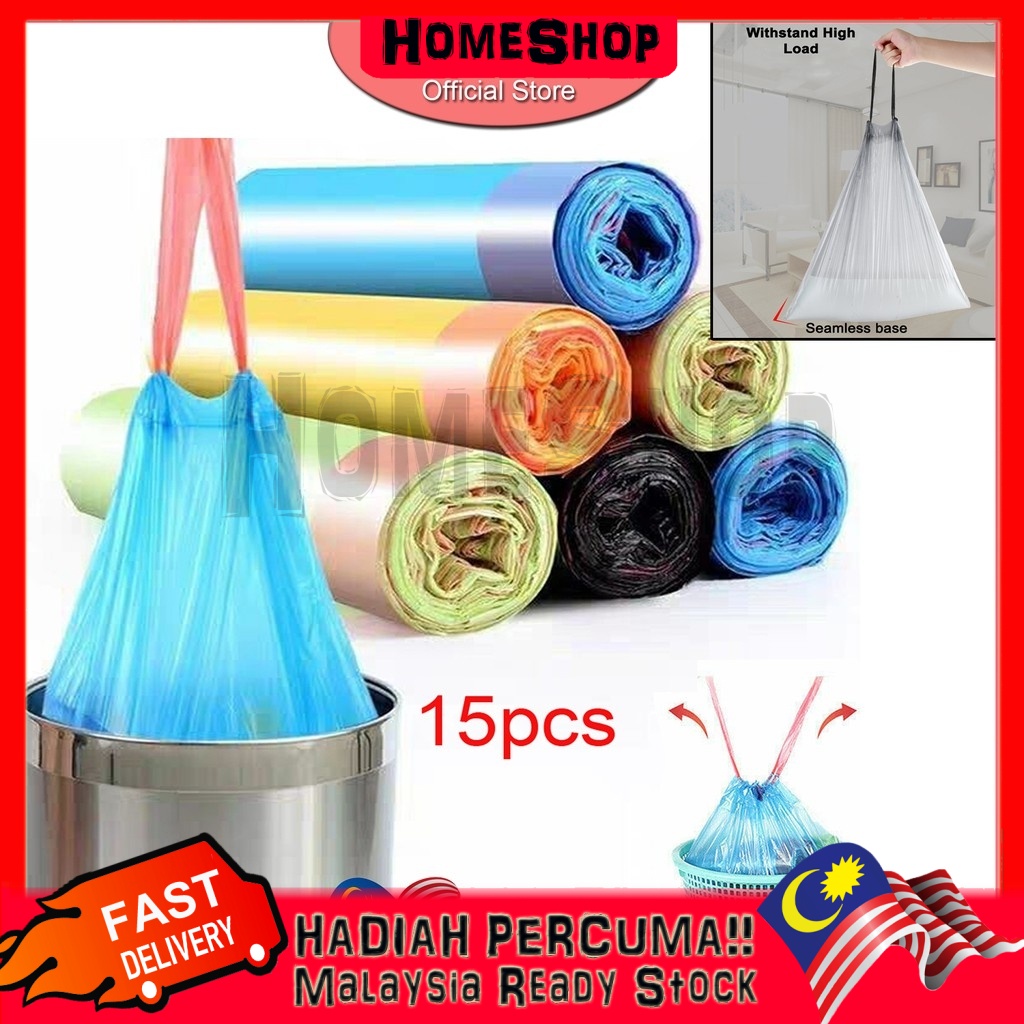 HomeShop Garbage Plastic Bag comes with string (Plastik sampah bertali ...