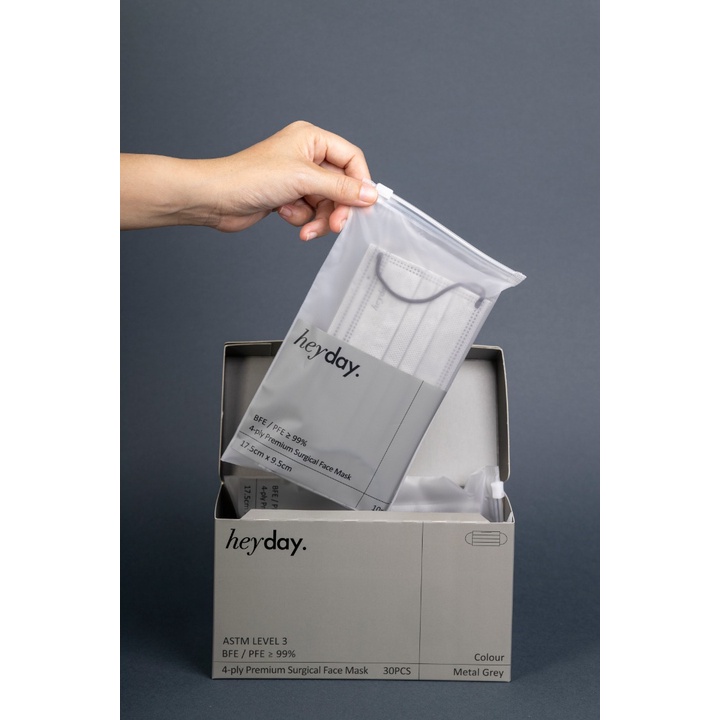 [Ready Stock] Heyday 4ply Premium Surgical Face Mask"STEEL GREY ...