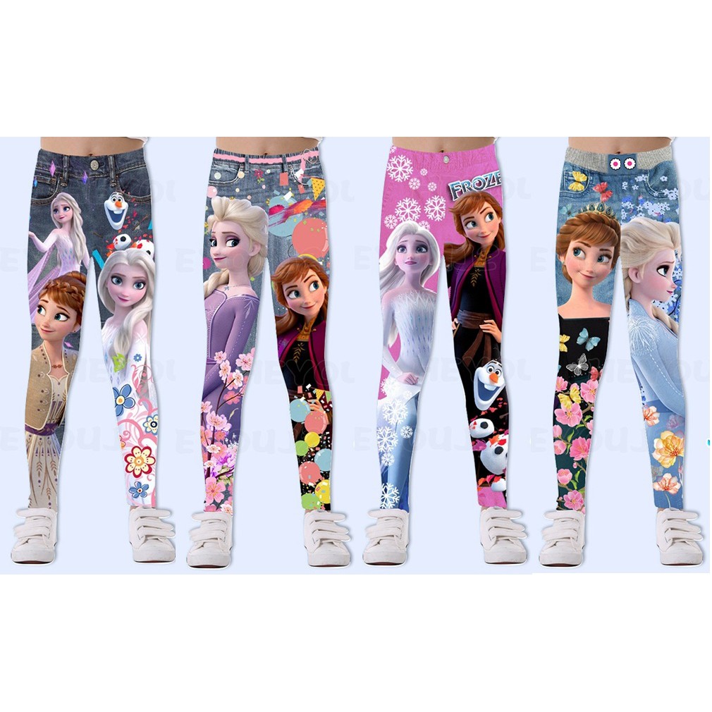 🆕 DISNEY FROZEN 2 PRINCESS ELSA & ANNA KIDSWEAR CARTOON FAKE JEANS ...