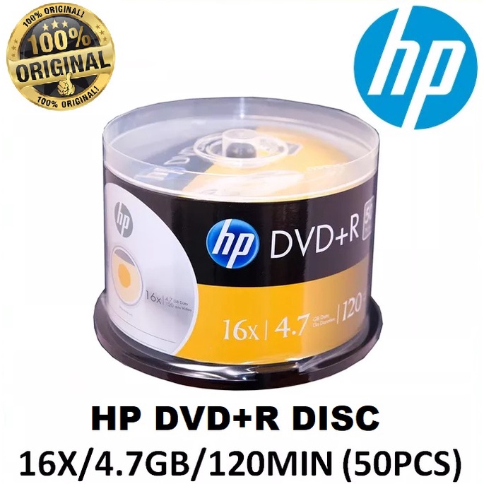ORIGINAL HP DVD-R 4.7Gb 120Min 1~16X 10pcs/50pcs Pack With Cake Box [READY STOCK] | Shopee Malaysia