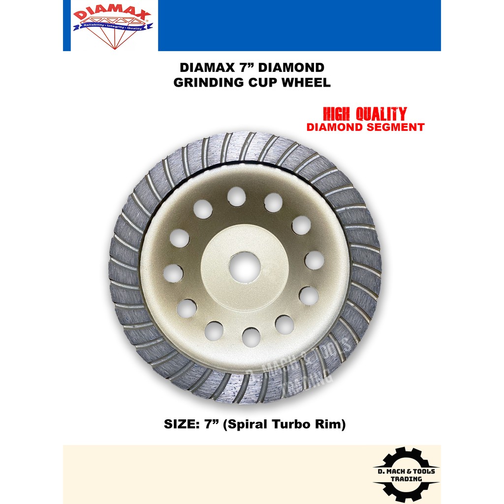 Diamax (7"/ 180mm) Spiral Turbo Row Diamond Cup Wheel For Concrete ...