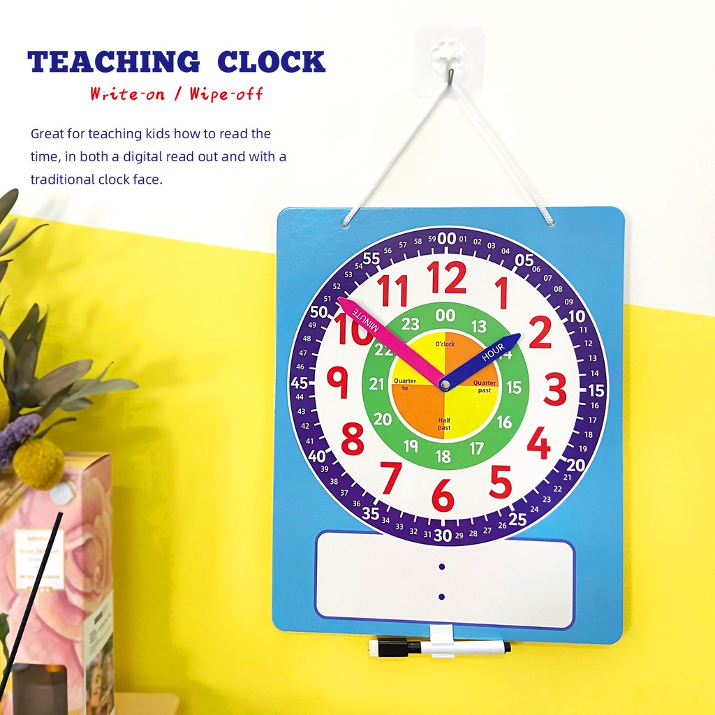 Large Magnetic Writable Dry Erase Learning Paper Clock for Kids ...
