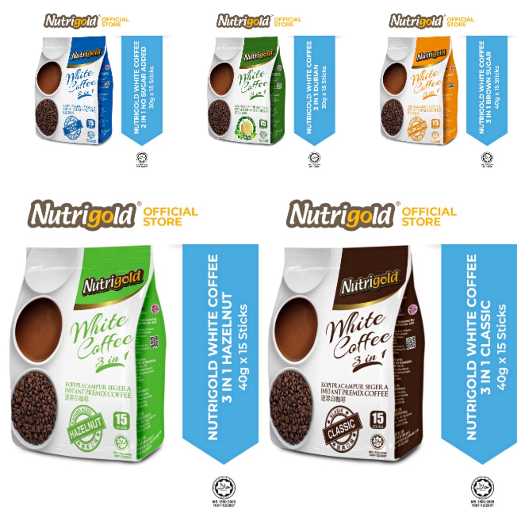 Nutrigold Coffee Instant white coffee 3in1 /2in1:Flavour Classic No ...