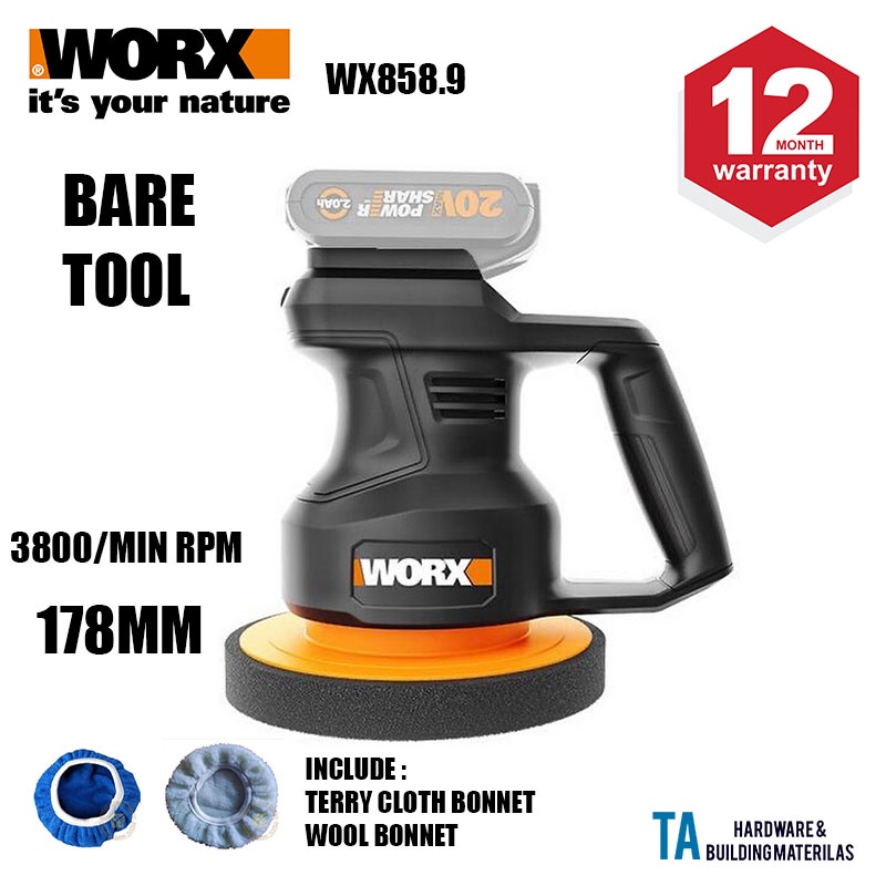 WORX WX858.9 CORDLESS RANDOM ORBITAL WAXER/POLISHER 20V 178MM | Shopee ...