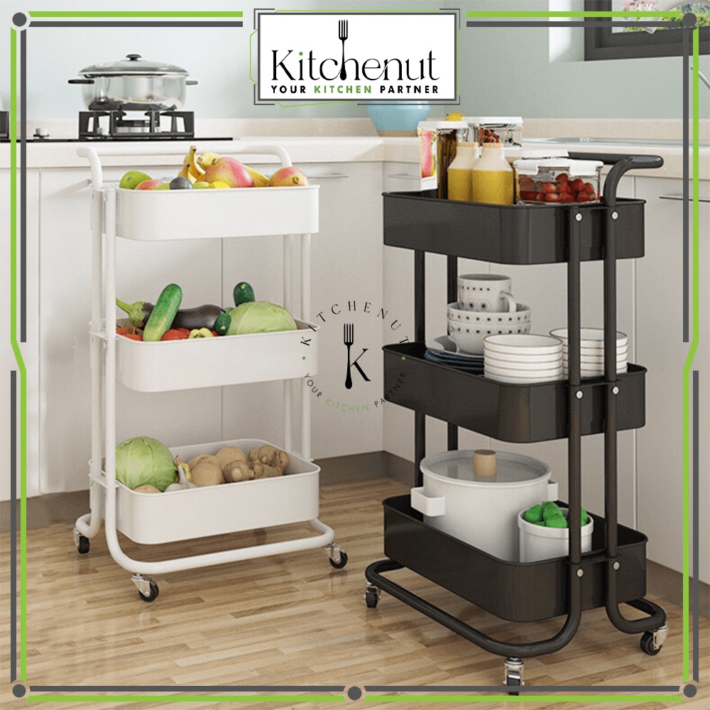 [100% Steel] Kitchenut 3 Tier Trolley Rack Multi-functional Trolley ...