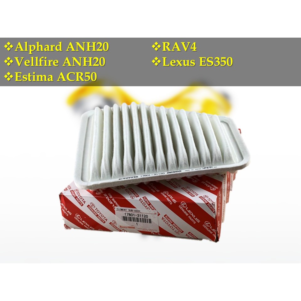 Toyota estima acr50 , alphard , vellfire anh20 air filter 17801-31120 ...