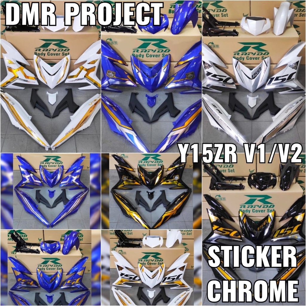 [RAEDY STOCK] Y15ZR V1 / V2 CHROME STICKER (STICKER TANAM) RAPIDO BODY ...