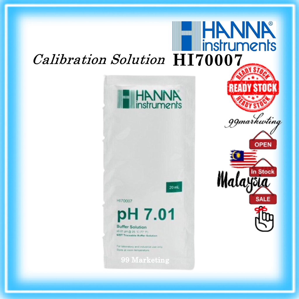 Hanna HI70007 pH 7.01 Buffer Solution PH Meter Calibration 20ML ...