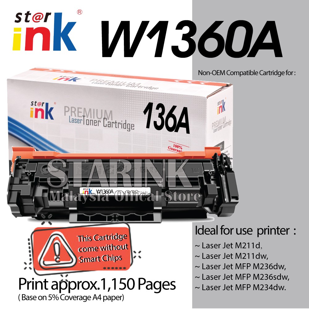 Starink Laser Toner Compatible to HP W1360A W1360X 36A for HP LaserJet ...