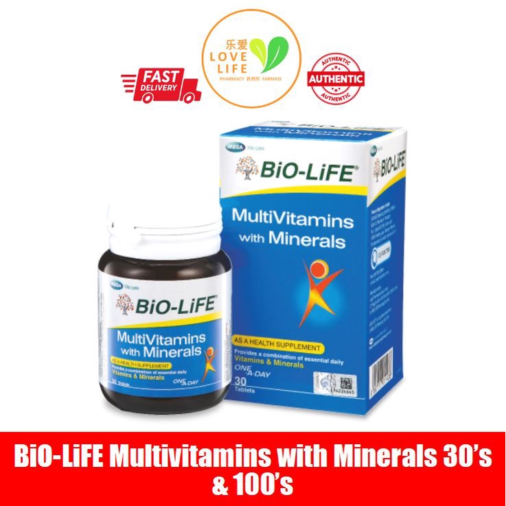 BiO-LiFE Multivitamins with Minerals 30's 100's (biolife multivitamin ...