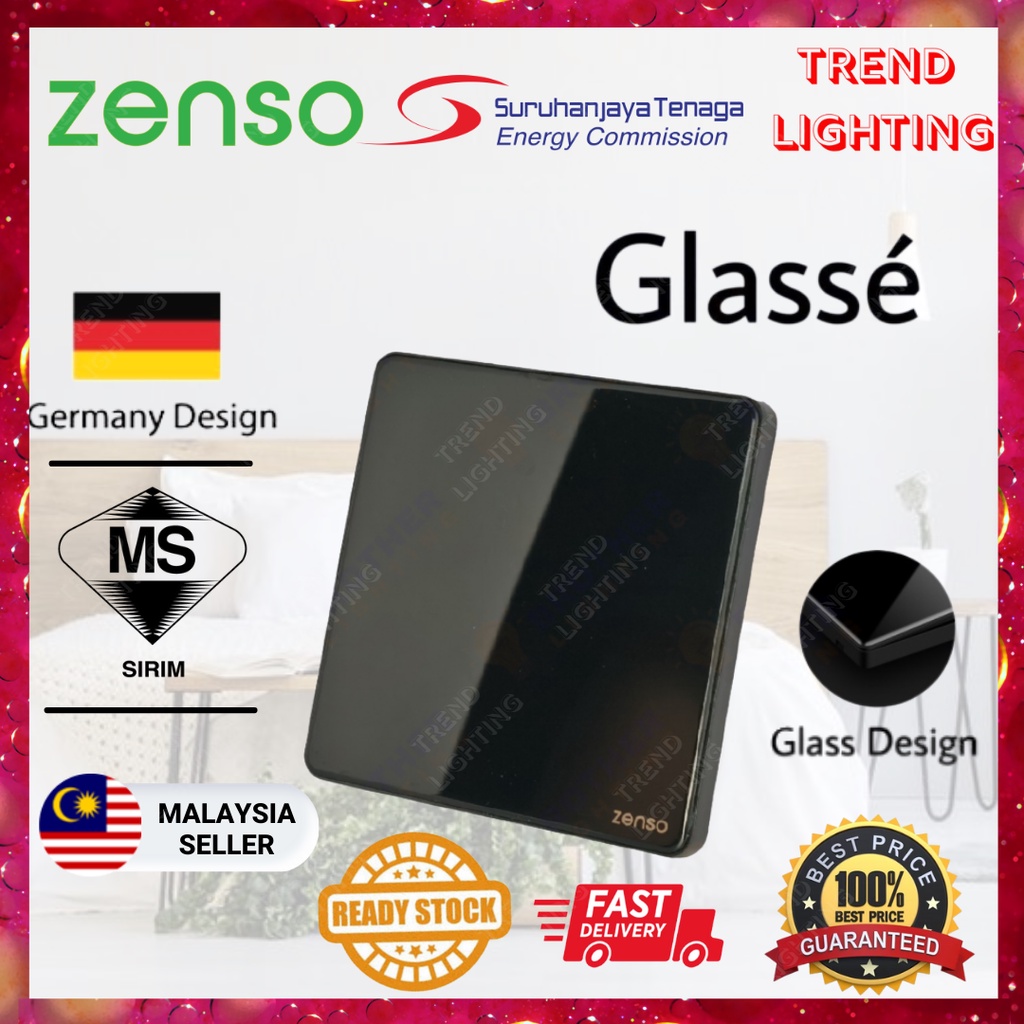 [SIRIM] ZENSO Switch Glasse Black Glass Rocker Slim Switches & Socket ...