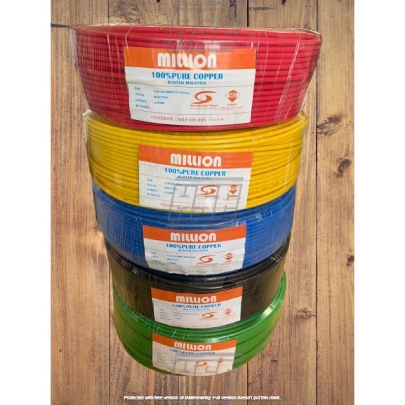*Cut By Meter* 100% Pure Copper Million PVC Cable 1.5mm/2.5mm Wire ...
