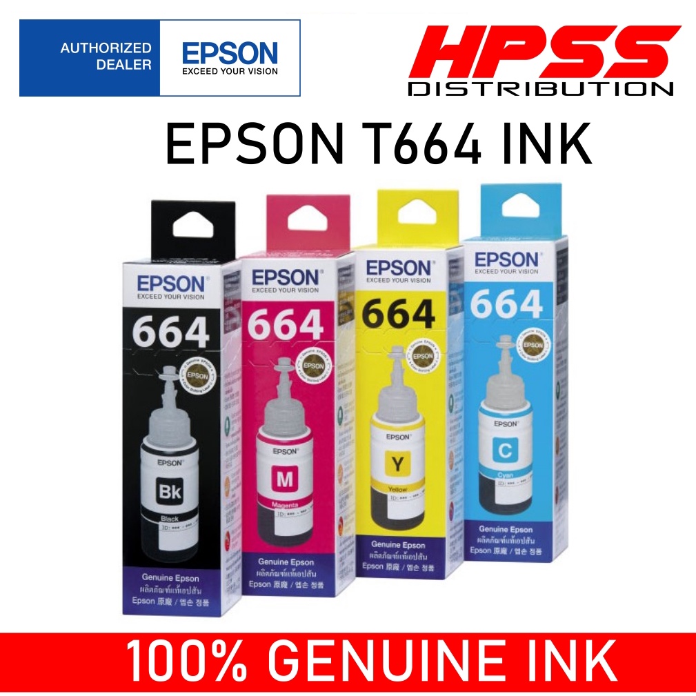 ORIGINAL EPSON T664 664 T6641/ 6642 / 6643 / 6644 INK. T664 664 FOR ...