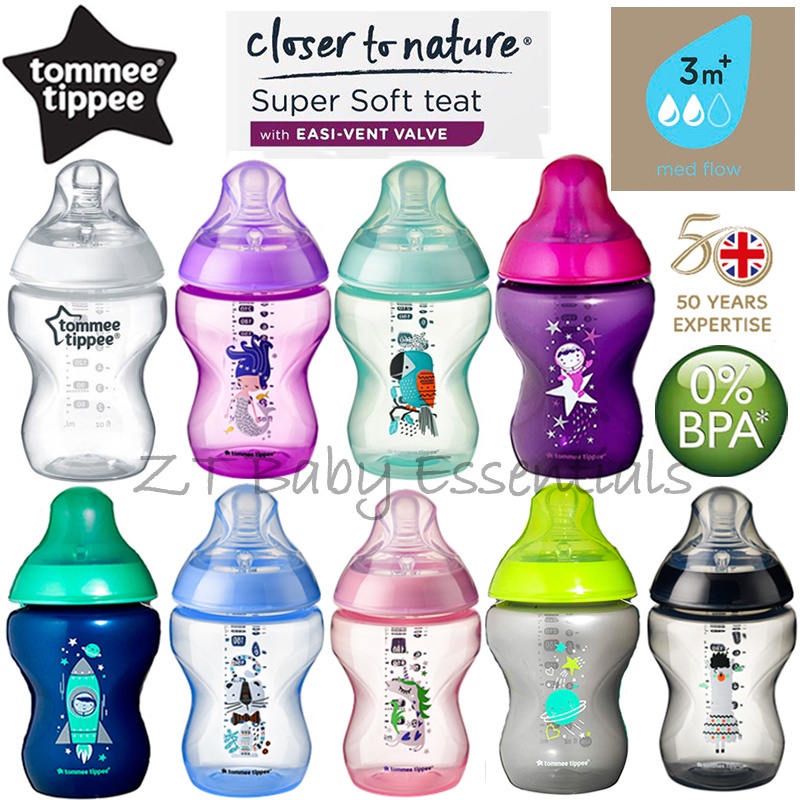 Tommee Tippee Closer to Nature Decorated/Colour Bottle (9oz/260ml Botol) - Loose Pack | Shopee ...