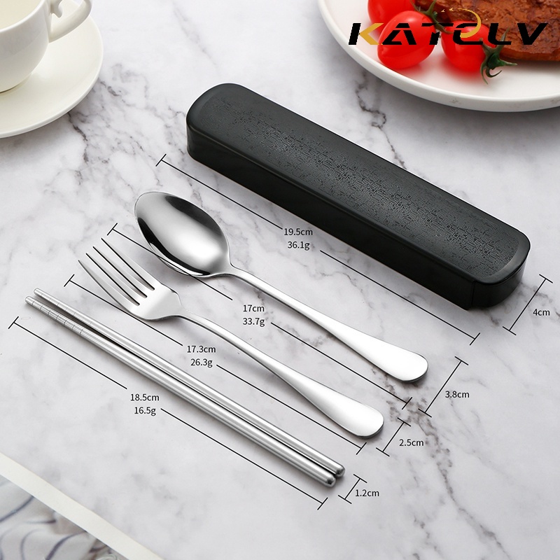 Stainless Steel Cutlery Set Spoon and Fork Chopstick with Case ...
