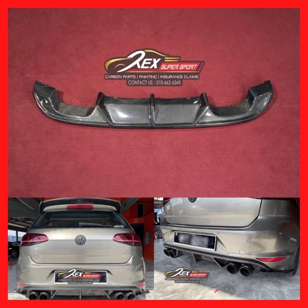 VW Volkswagen Golf MK7 R Rear Diffuser Revozport Real Forged / Carbon ...