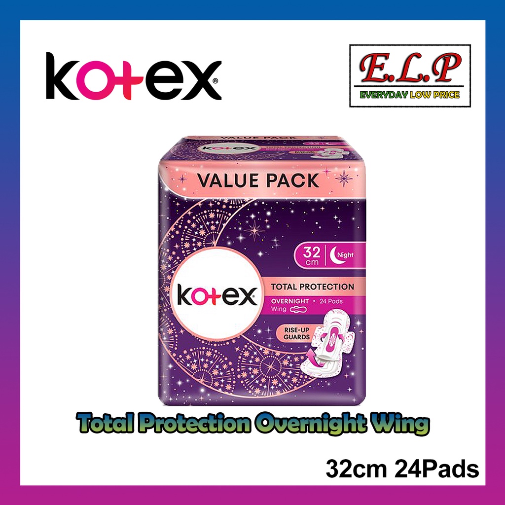Kotex Total Protection Overnight Wing 32cm 24s | Shopee Malaysia